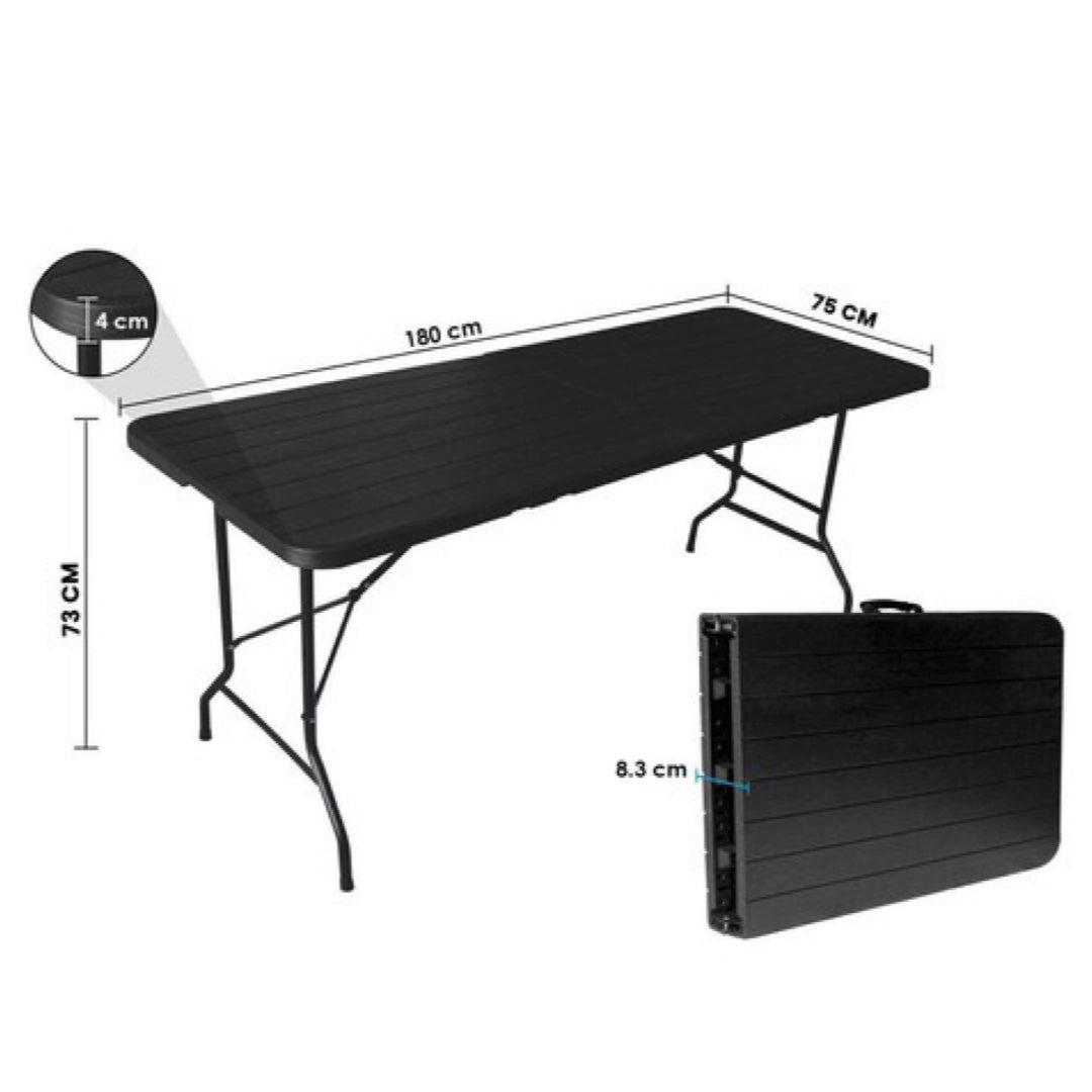 Mesa Plegable Banquetera Grande Panamá Negra - Plastihogar