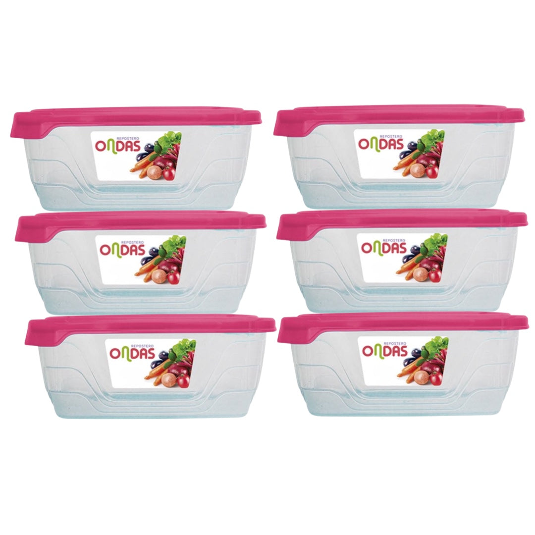 Recipientes Plásticos Repostero Ondas de 1.2 litros Set de 6 unidades ...