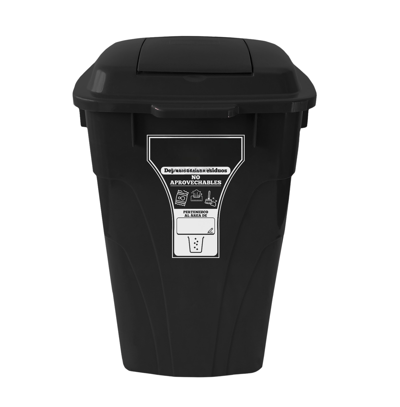 Caneca de Basura Institucional Negra de 120 litros con tapa y ruedas ...